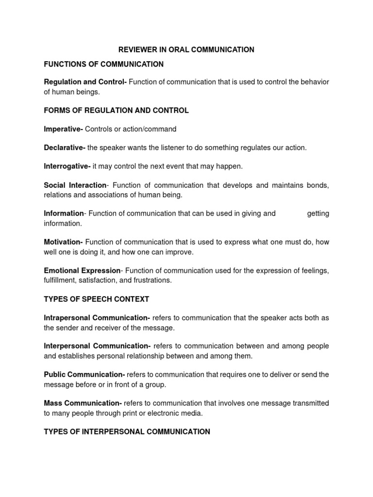 Reviewer in Oral Communication | PDF