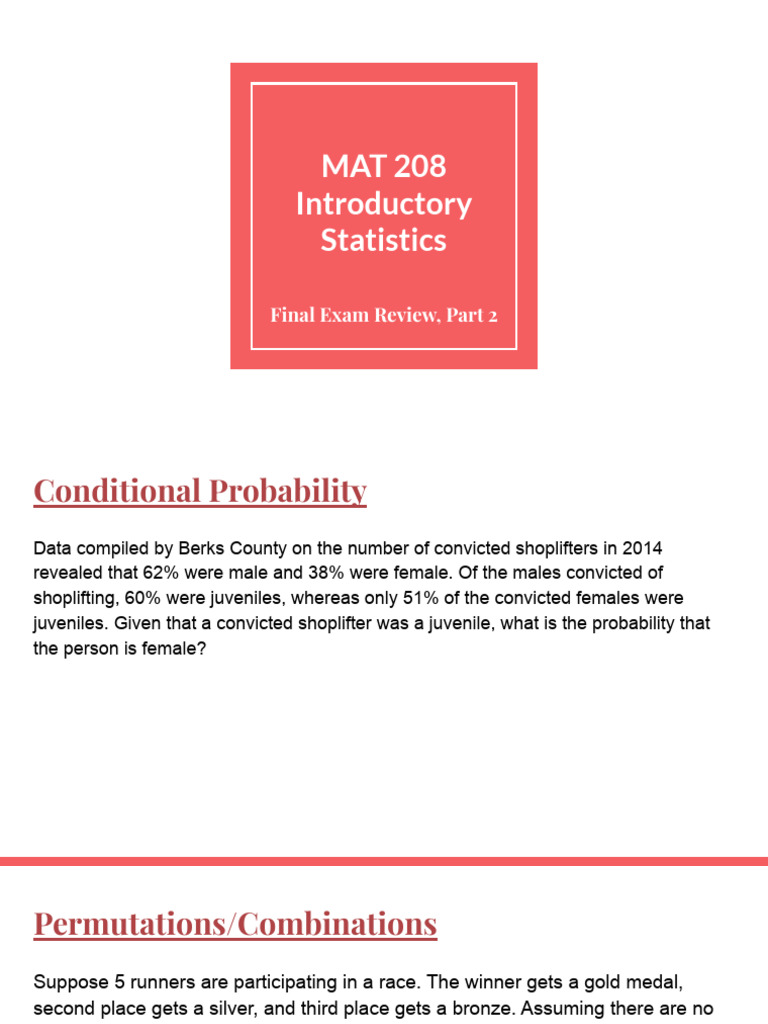 MAT 208 - Final Exam Review, Part 2 | PDF MAT 208 - Final Exam Review, Part 2 | PDF