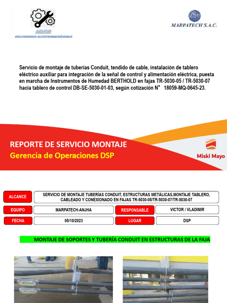Reporte Servicio Montaje Miski Mayo - Anjha | PDF