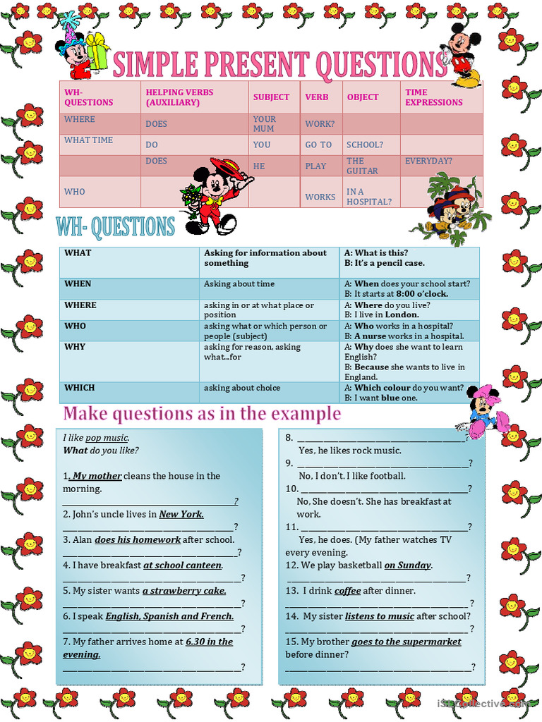 WH Questions and Auxiliary Verbs Guide | PDF