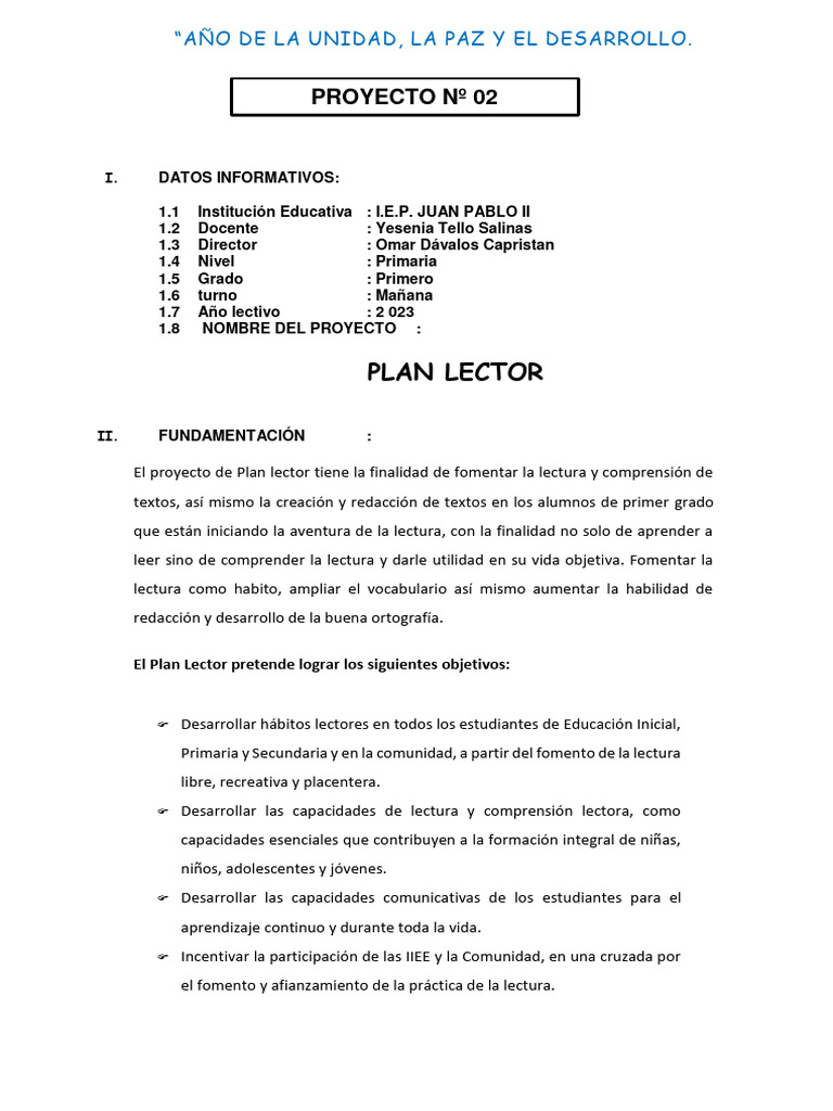 Plan Lector | PDF