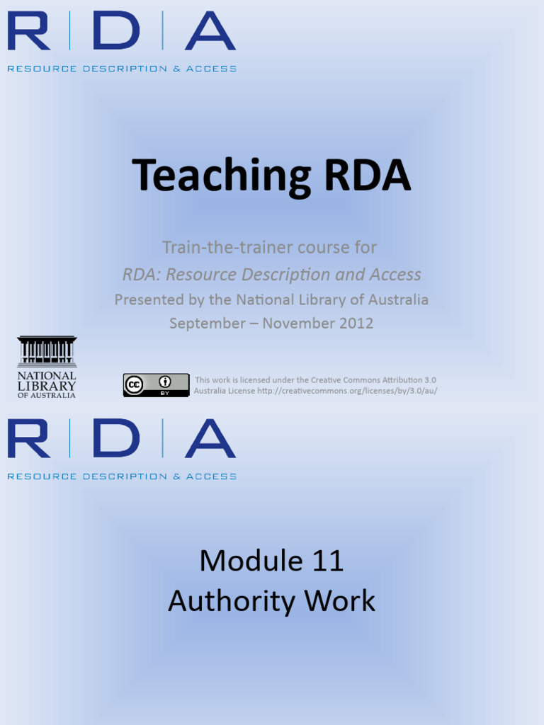 Australian Train The Trainer Slides - Rda Train-The-Trainer Module 11 | PDF