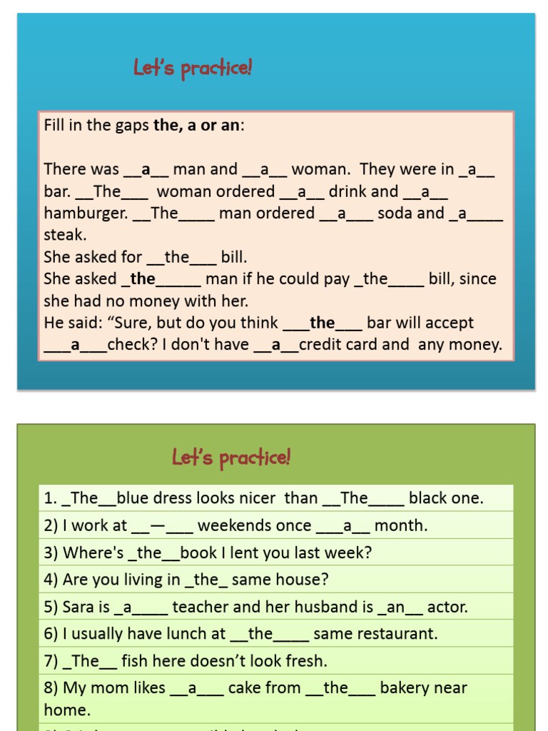 Articles (A An The) | PDF