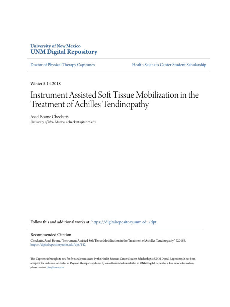 Instrument Assisted Soft Tissue Mobilization in The Treatment of Achilles Tendinopathy | PDF
