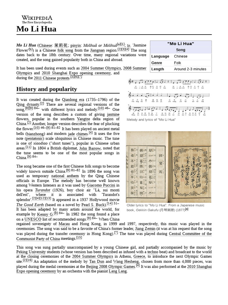 Mo Li Hua | PDF