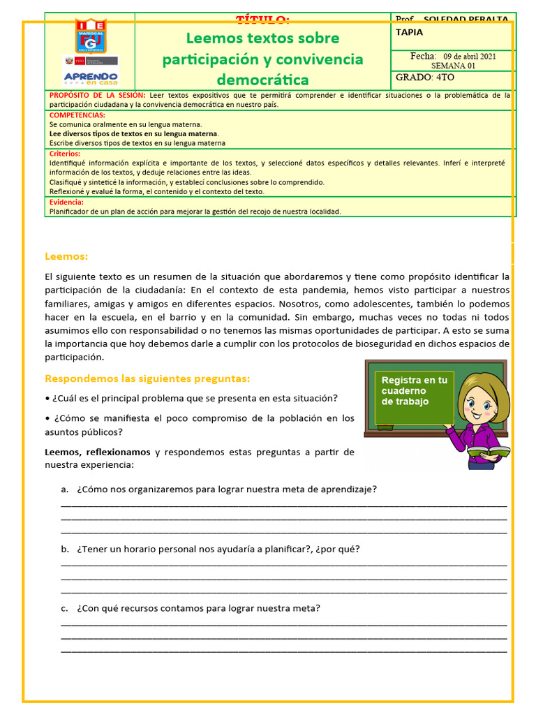 EXP - DE APREND-SEMANA 1-4to SEMANA 1 | PDF