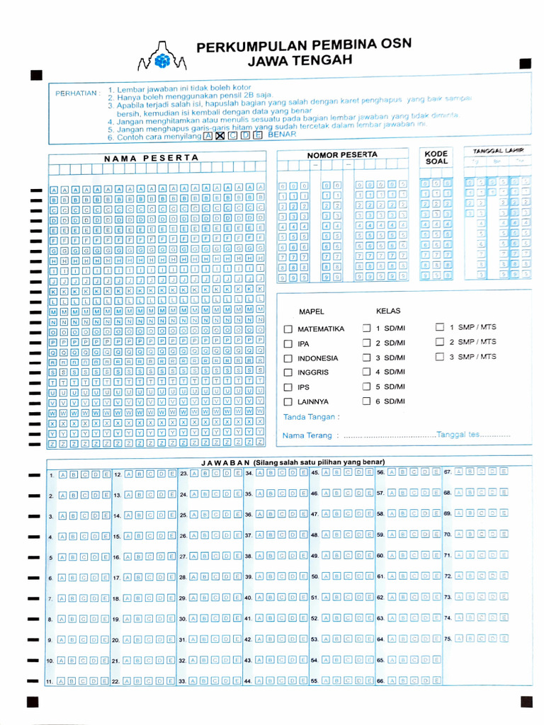 Contoh LJK KST-7 2023 | PDF