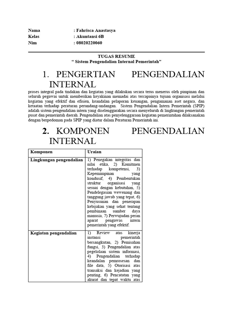 Sistem Pengendalian Internal Pemerintah | PDF Sistem Pengendalian Internal Pemerintah | PDF