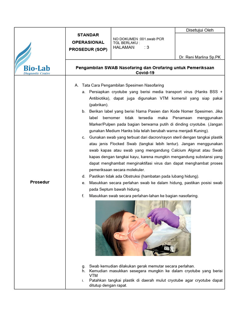 Sop (Swab) | PDF