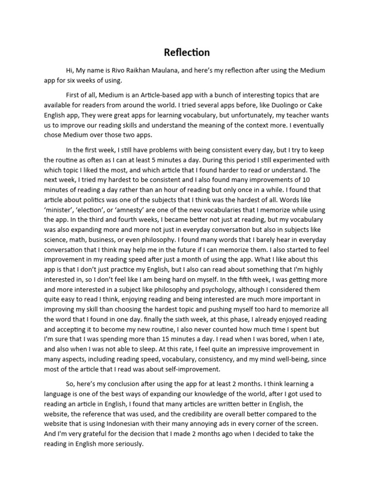 Reflection English Rivo | PDF