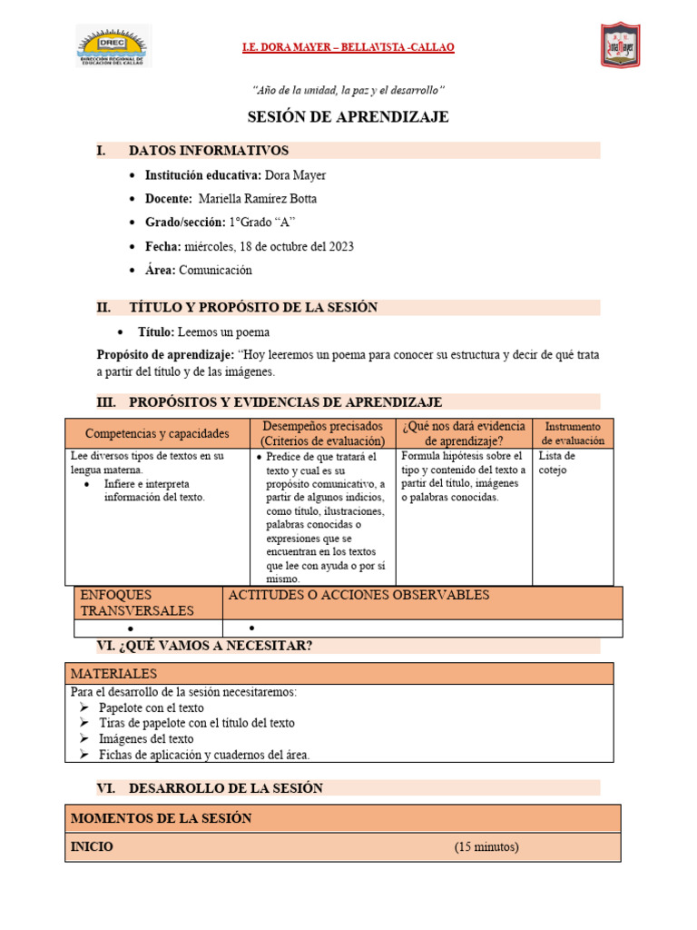 U7 - S1-CM - Leemos Un Poema | PDF