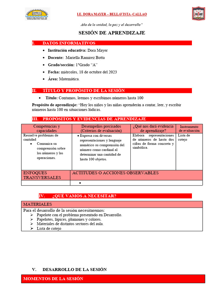 U7-S1-Mt-Numeros Hasta 100 | PDF