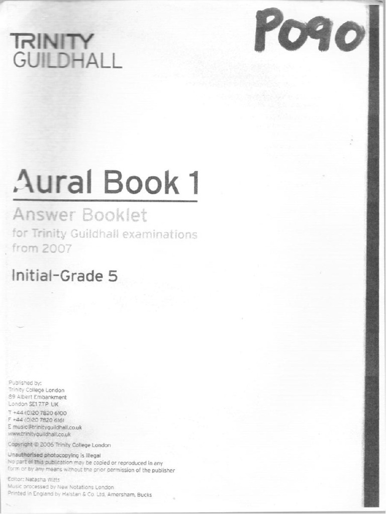 Trinity Aural Tests Grade in To 5 | PDF