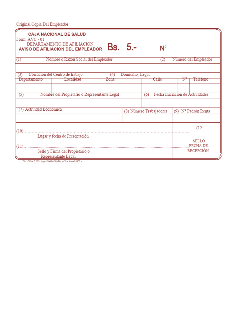 Formulario Avc - 0199 | PDF