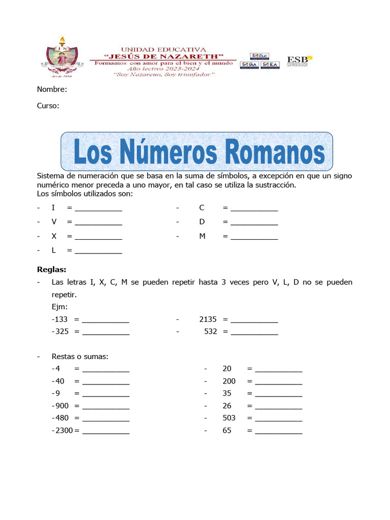 Los Numeros Romanos | PDF