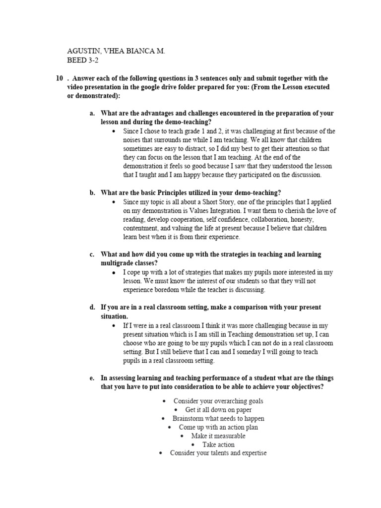 Demo-Teaching Question | PDF