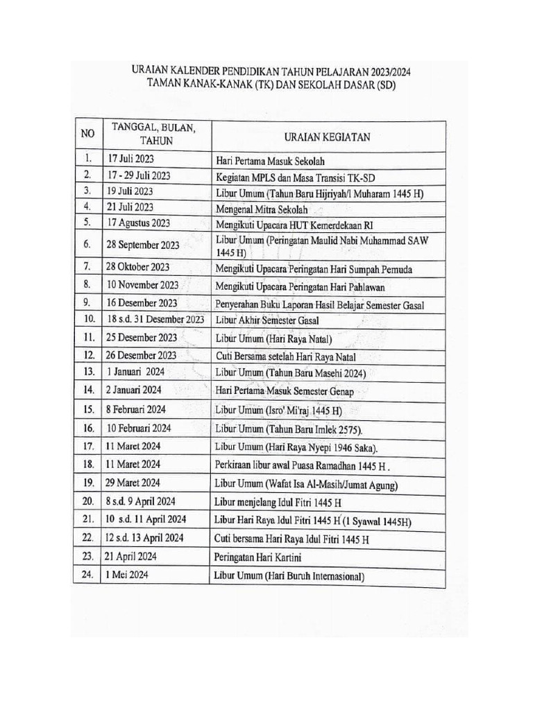 Kaldik 2023 2024 | PDF