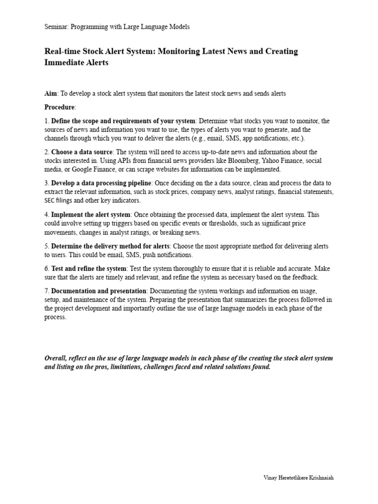 Stock Alert System | PDF