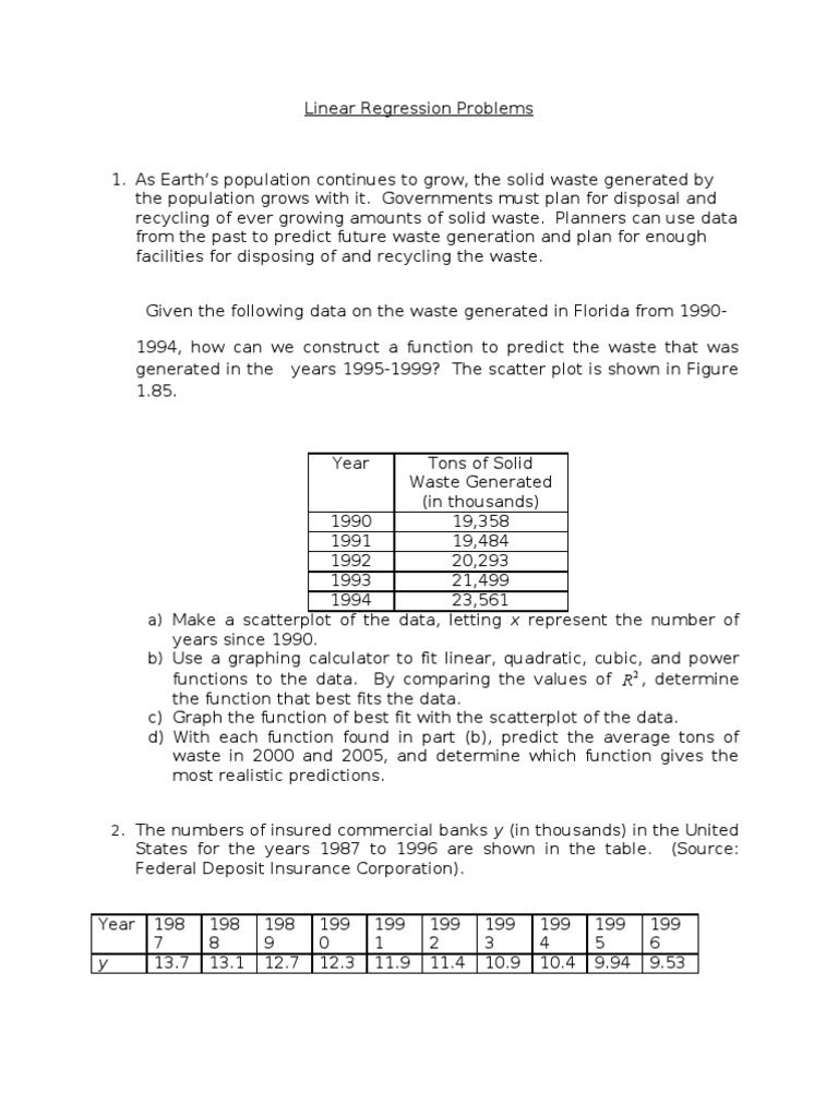 Linear Regression Problems | PDF | Scatter Plot | Prediction