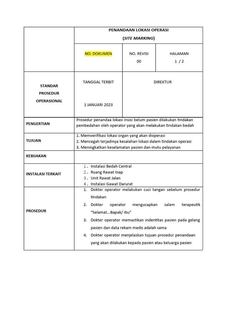 Sop Site Marking | PDF