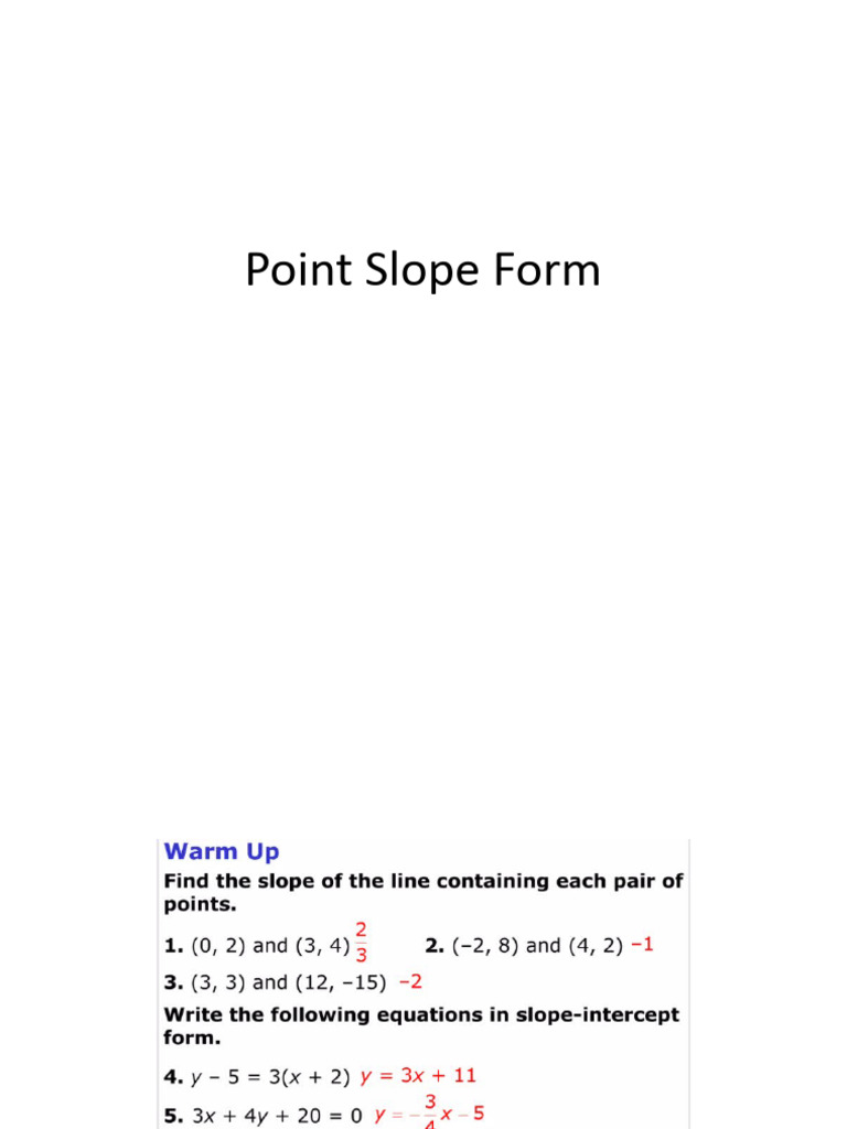 Graphing with Point-Slope Form | PDF