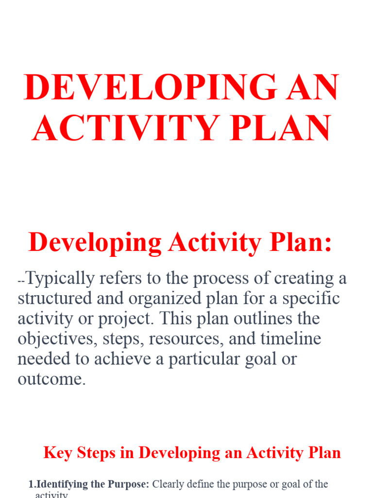 Developing An Activity Plan | PDF