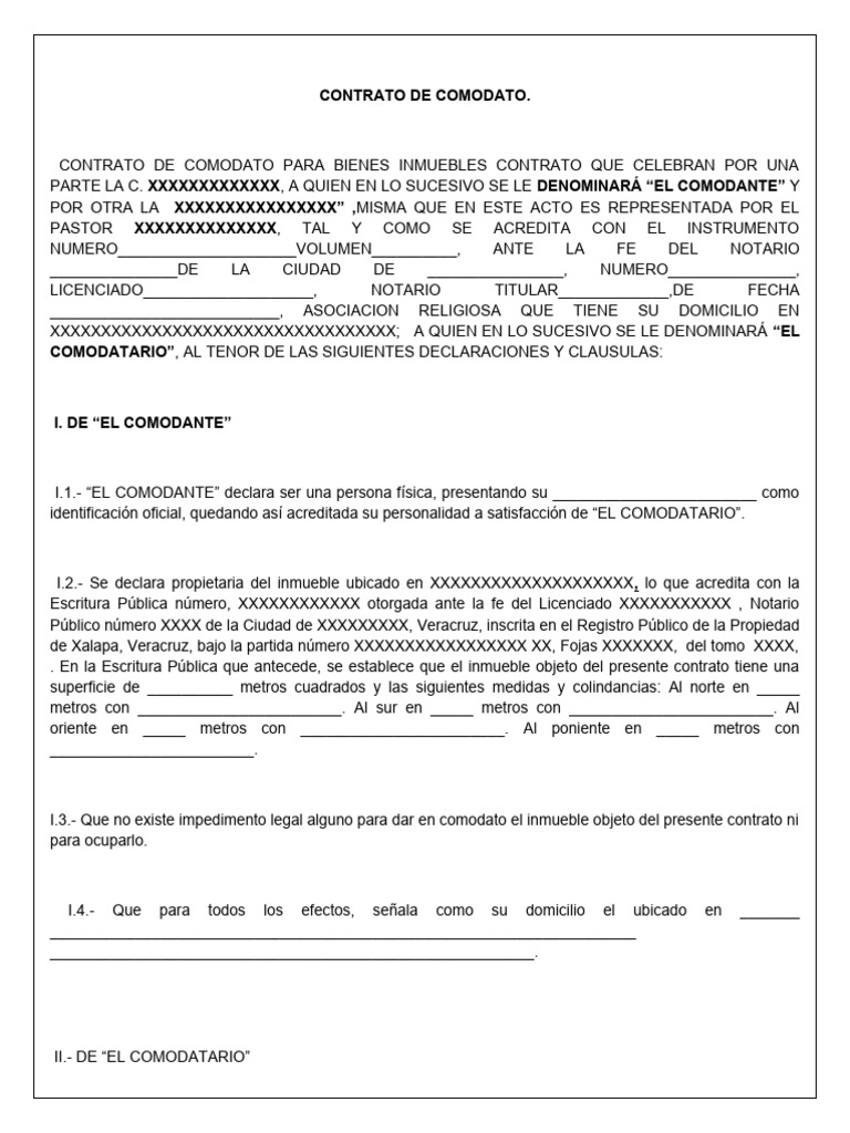 Formato de Contrato de Comodato para Subir | PDF
