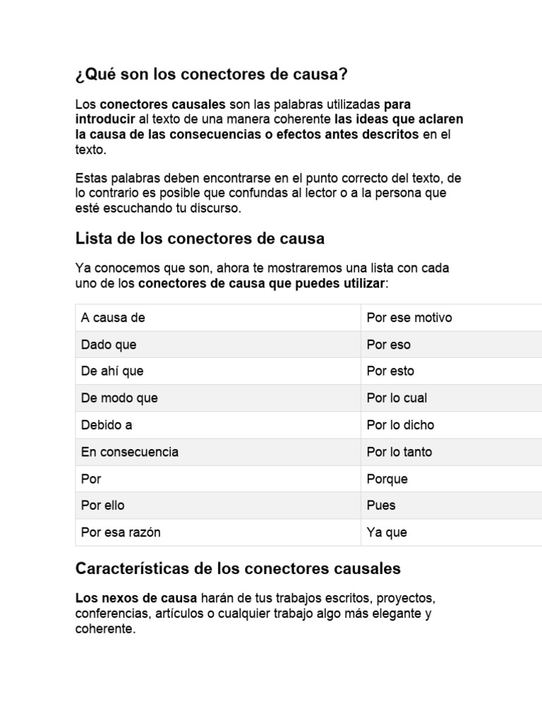 Qué Son Los Conectores de Causa | PDF
