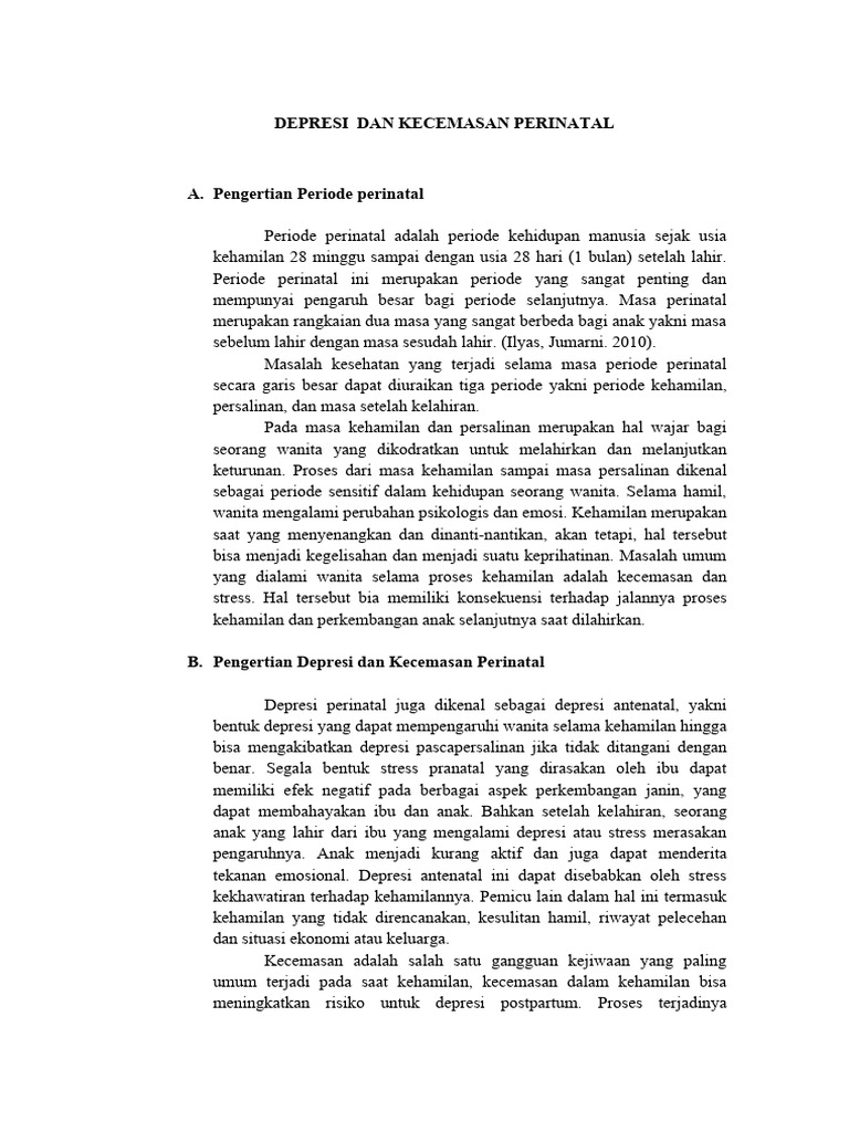 Tugas B Gumi DEPRESI DAN KECEMASAN PERINATAL | PDF