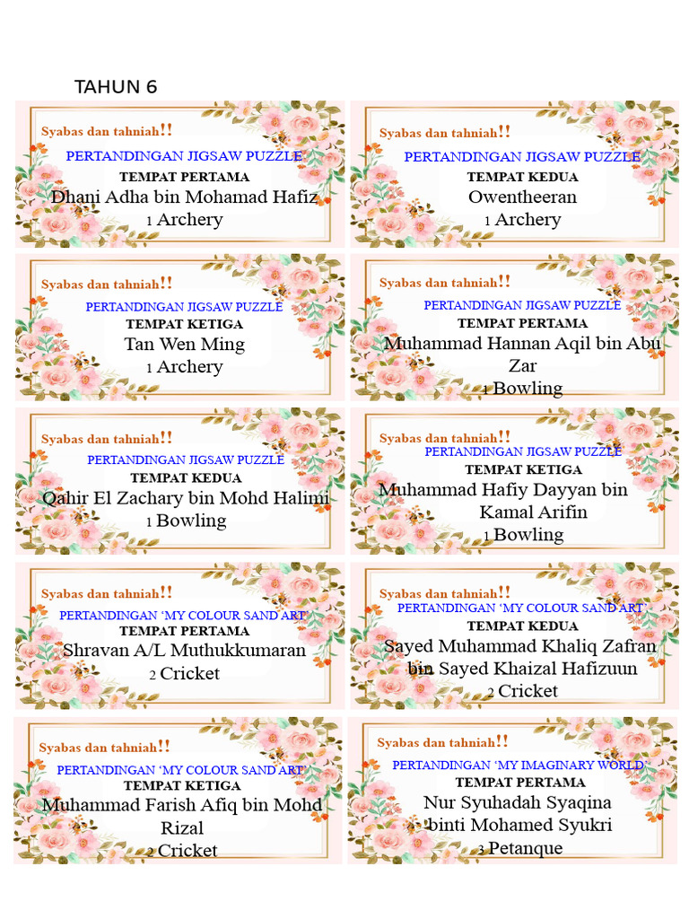 Tagging Label Pemenang Nilam Beserta 5 Windows | PDF