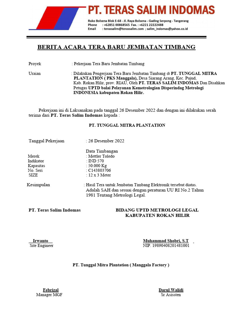Bast Tera PT Tunggal Mitra Plantation | PDF