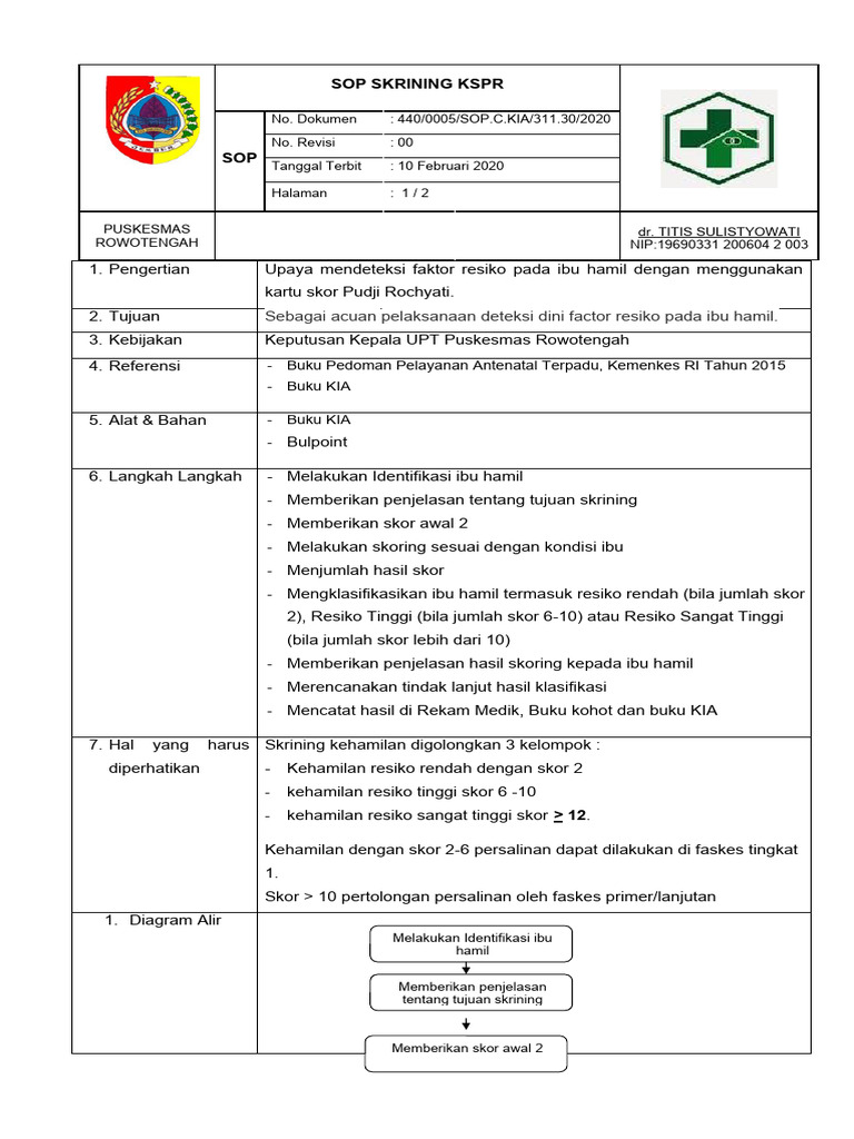 Sop Skrining Kartu Skor Pudji Rochjati-1 | PDF