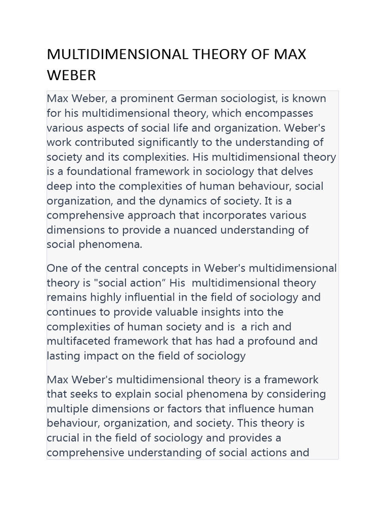 Multidimensional Theory of Max Weber | PDF