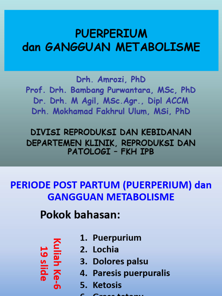 Uts-7. Puerperium Dan Gangguan Metabolisme-2018 | PDF