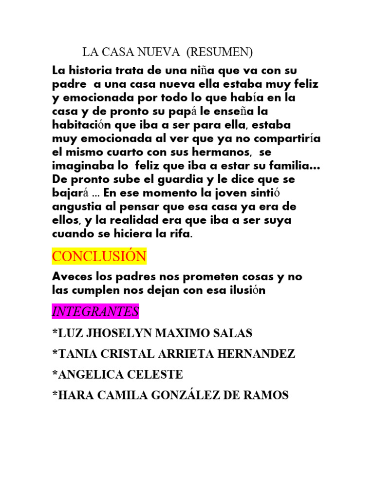 Copia de Documento 4 La Casa Nueva Resumen | PDF