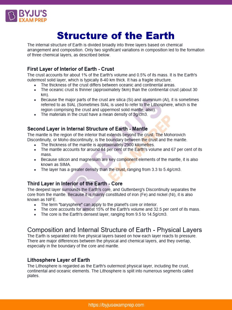 Structure of The Earth Upsc Notes 44 | PDF