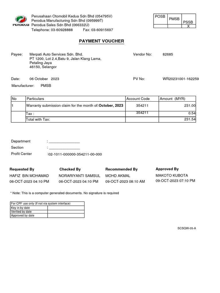 PV Payment Voucher GST | PDF | Services (Economics) | Business