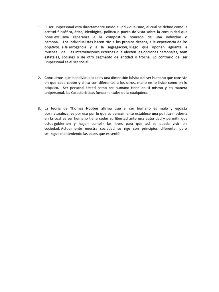Conclusiones Del Ser Humano Como Ser Individual. (Filosofia y Etica) | PDF