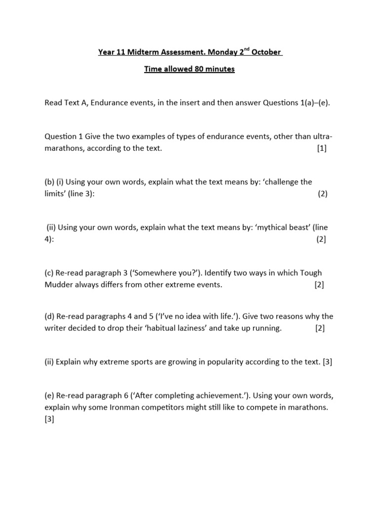Year 11 Midterm Assessment | PDF