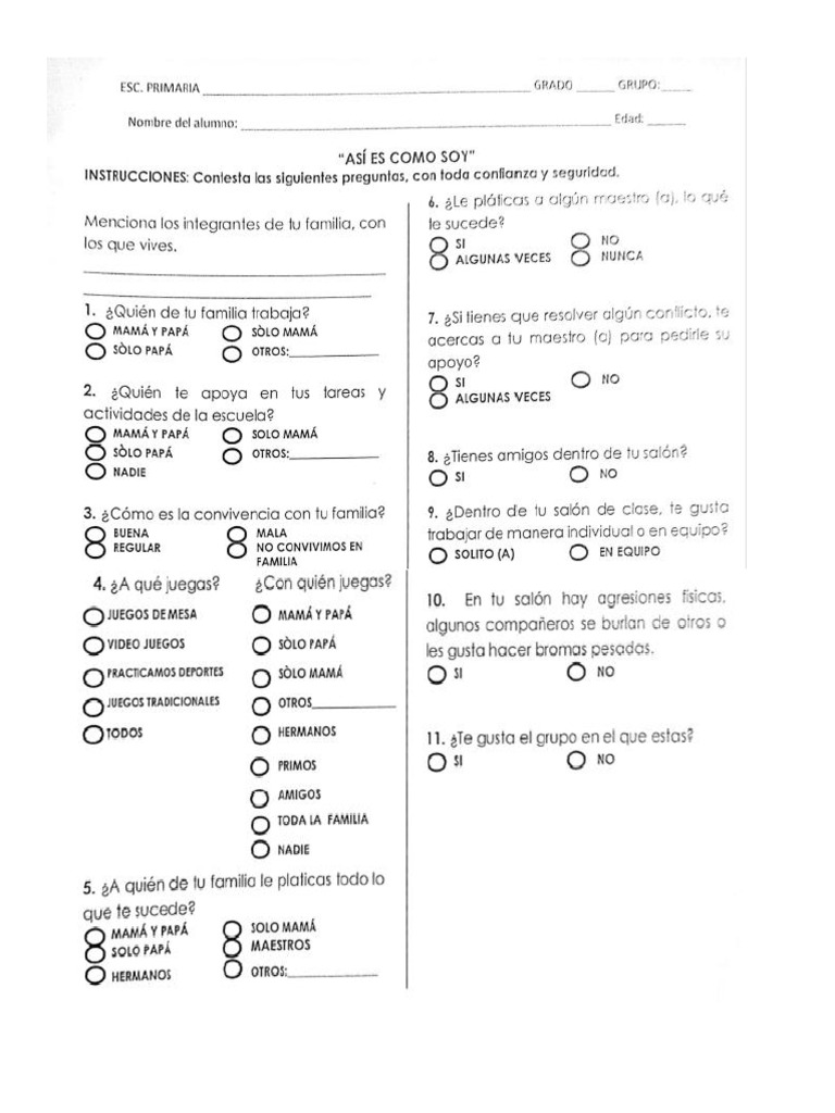 Test Asi Es Como Soy | PDF