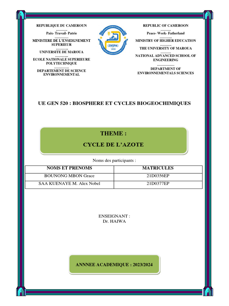 TPE Cycle de L'azote | PDF