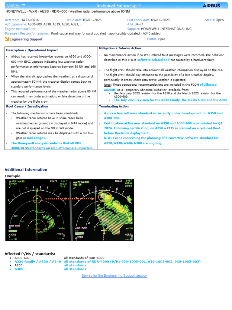 RDR-4000 Weather Radar Performance Issues | PDF