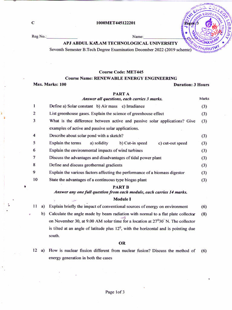 Met445 Renewable Energy Engineering, December 2022 | PDF