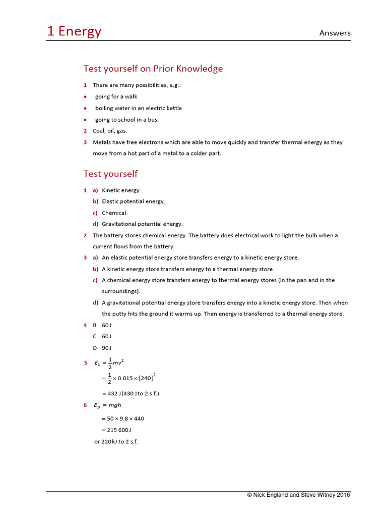 AQA GCSE Physics Answers | PDF