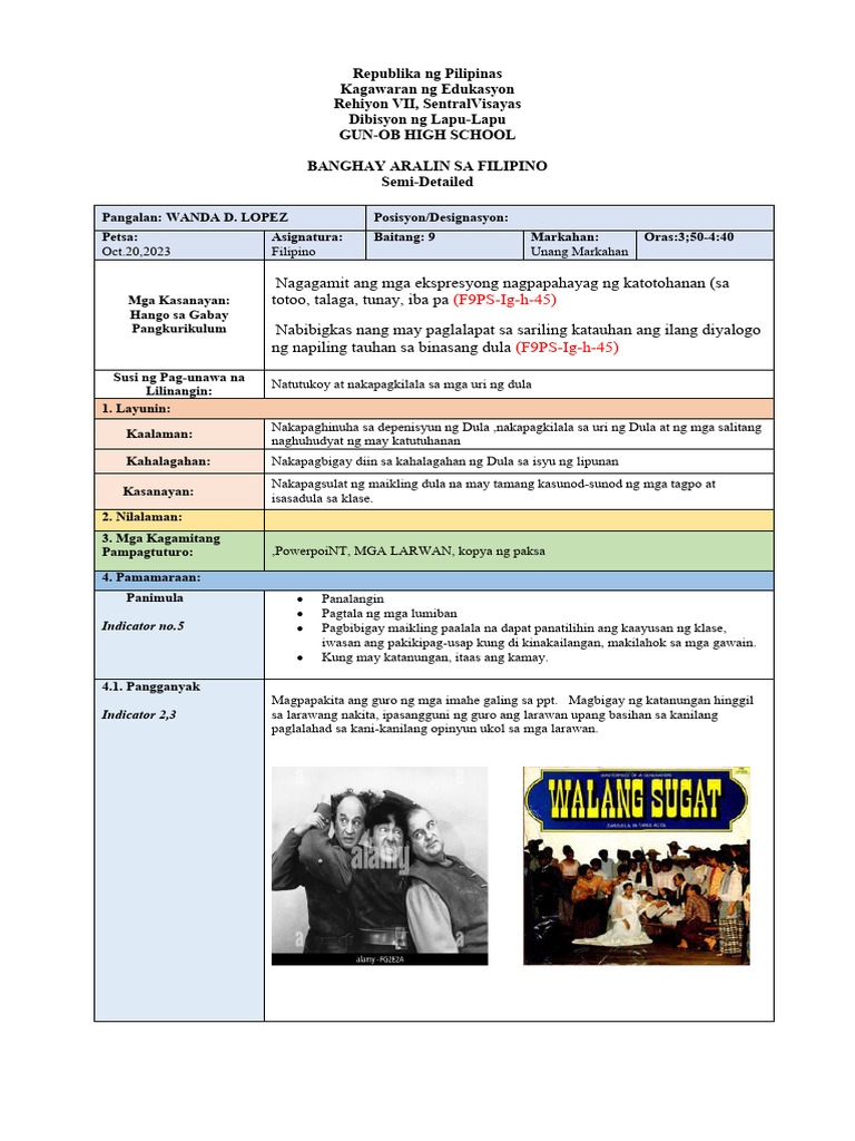 Cot Lesson Plan Autosaved | PDF
