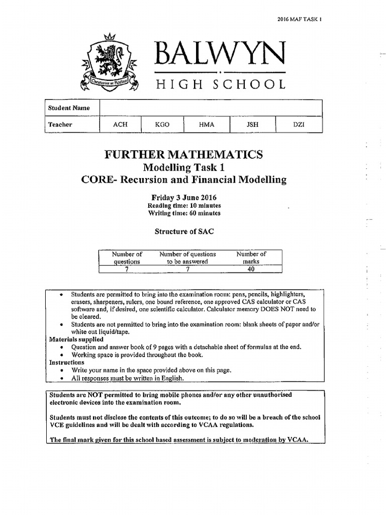2016 Maf Unit 3 Sac Recursion And Financial Modelling Pdf