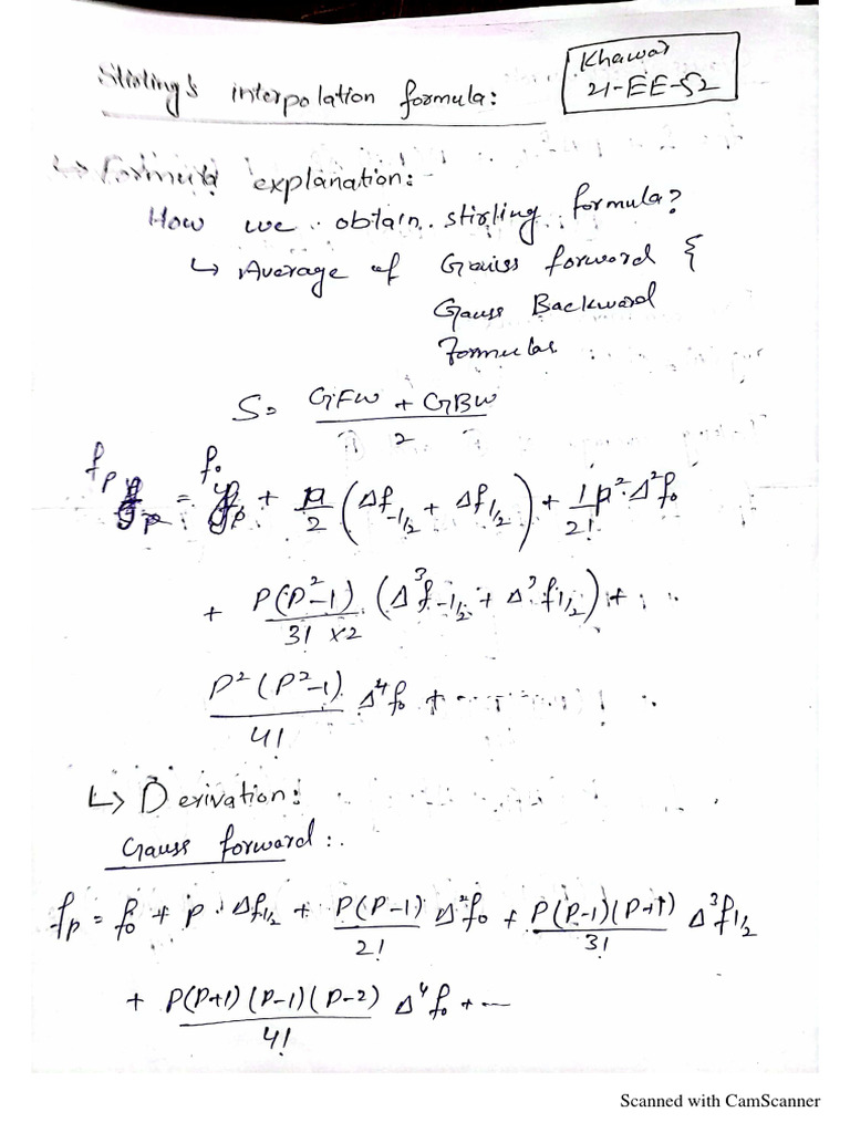 Stirling Interpolation Formula | PDF Stirling Interpolation Formula | PDF