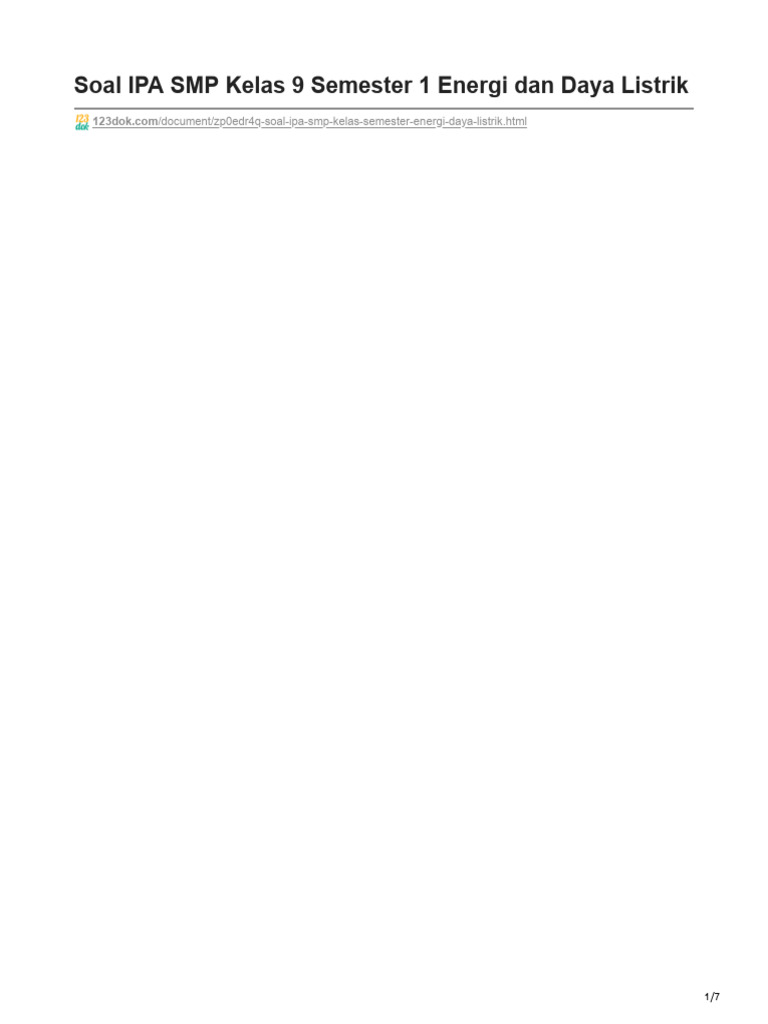 Soal IPA SMP Kelas 9 Energi Dan Daya Listrik | PDF