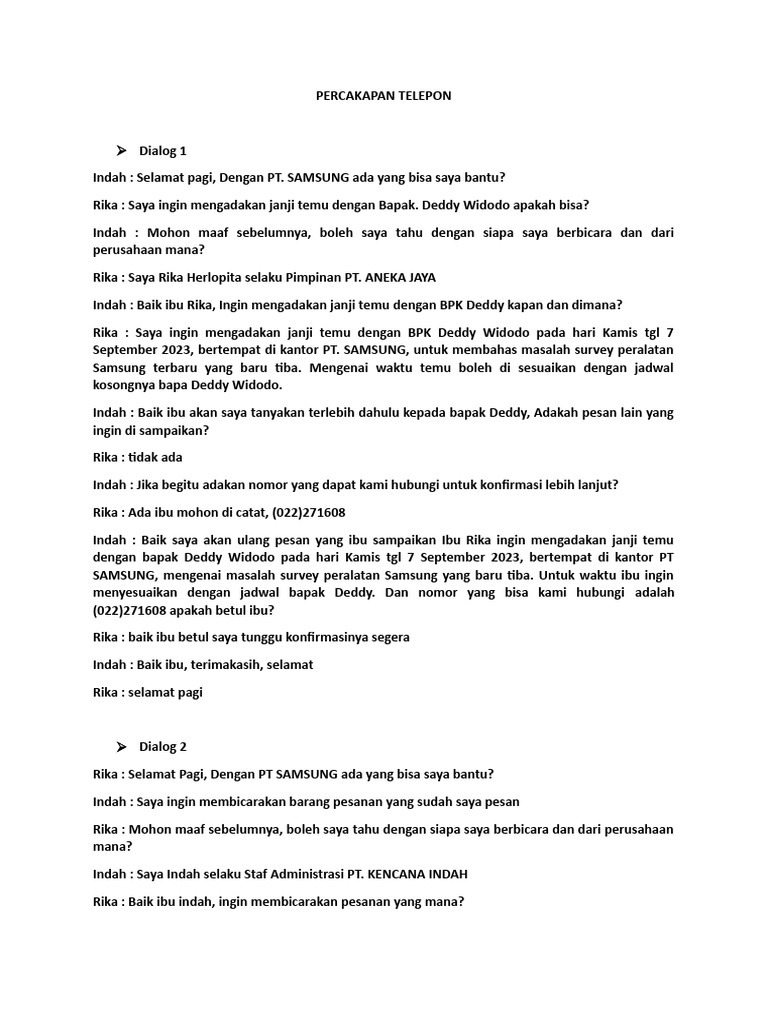 Percakapan Telepon | PDF
