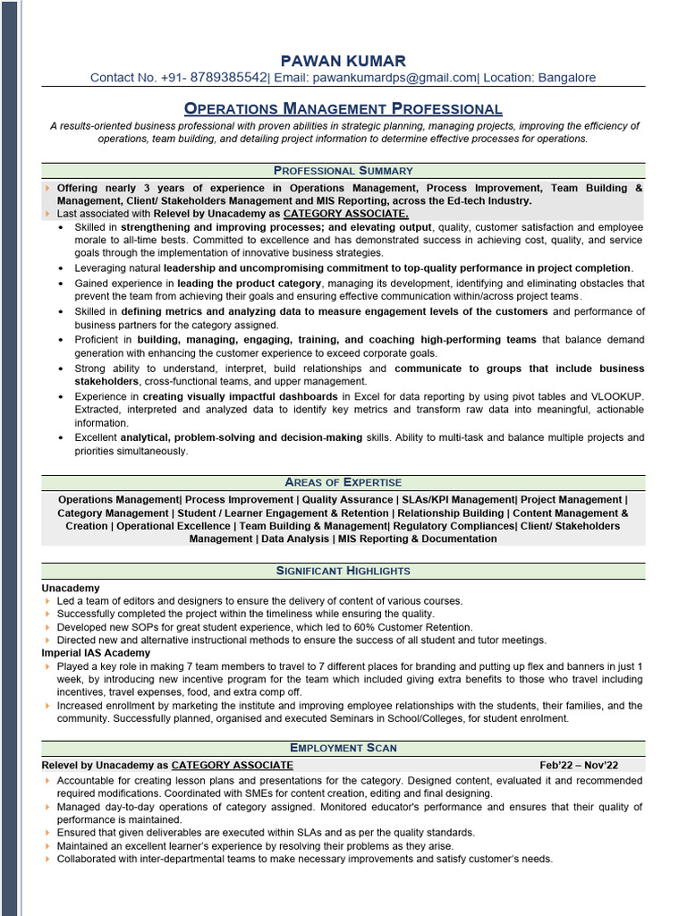 Pawan Kumar Resume | PDF